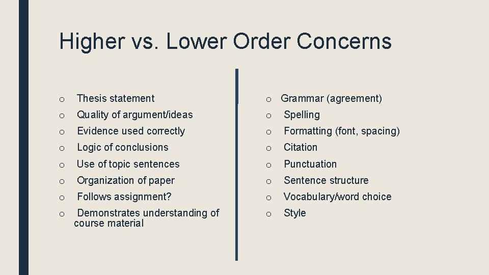 EFFECTIVE GRADING AND MINIMAL MARKING Presented by Writing