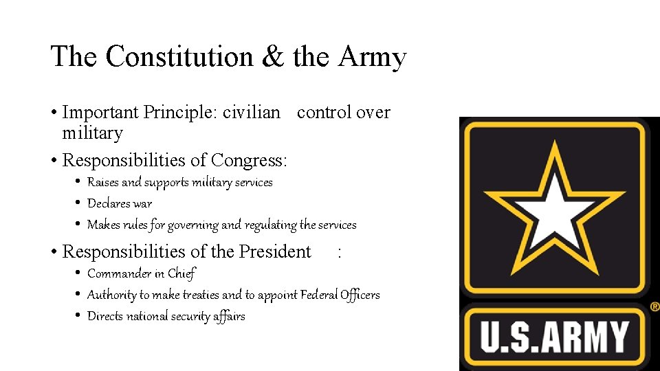 Introduction to the Military The Different Branches Army