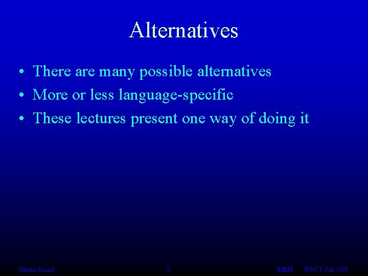 MIT 6 035 Intermediate Formats Martin Rinard Laboratory