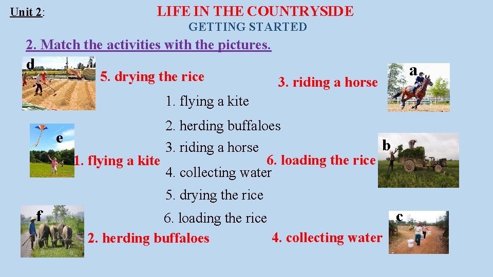 What are these pictures about Unit 2 LIFE