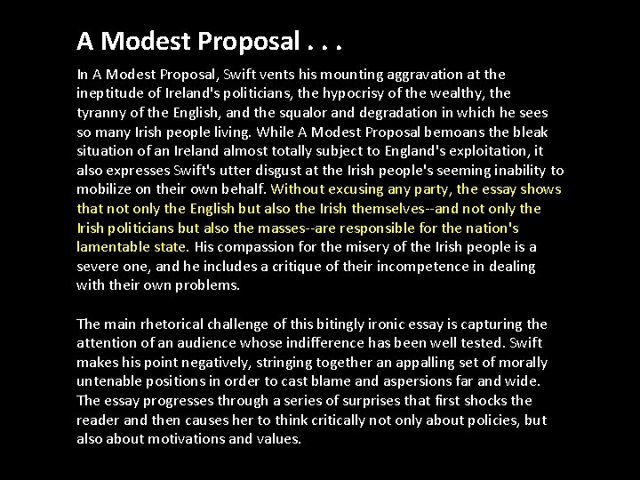 Its all about A Modest Proposal from a