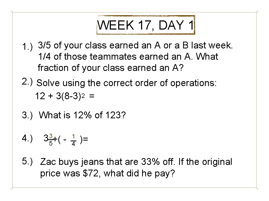 DAILY MATH REVIEW GRADE 7 BENCHMARK 3 Revised