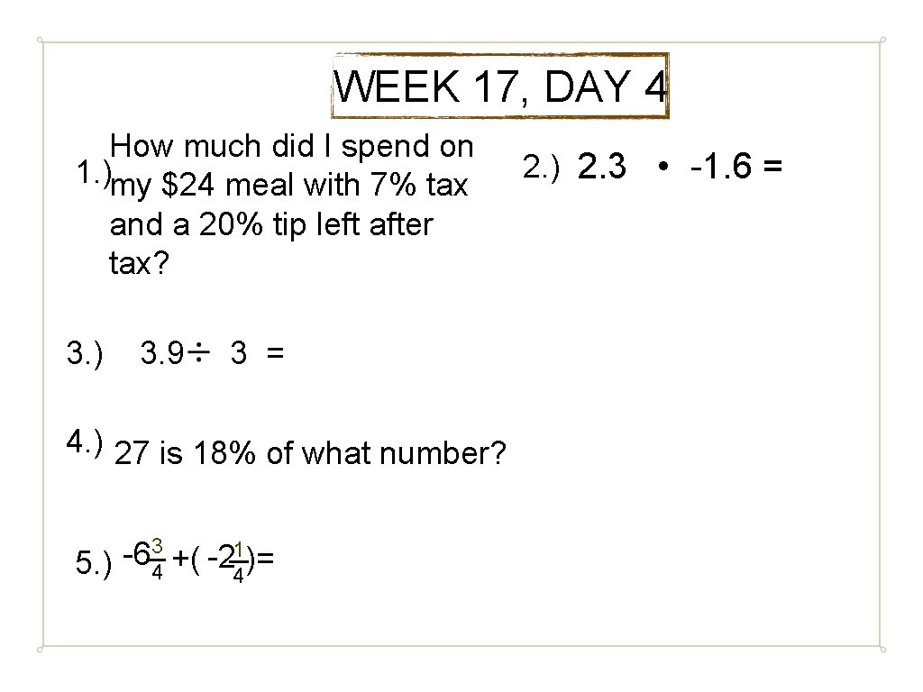 DAILY MATH REVIEW GRADE 7 BENCHMARK 3 Revised