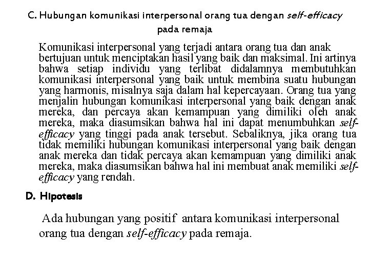 Hubungan Komunikasi Interpersonal Orang Tua dengan Self Efficacy