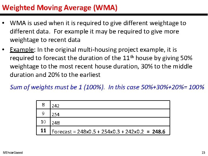 MEC10 Outline Basic Terms Forecasting Variations Forecasting Methods