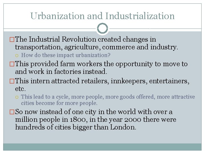The Urban Transition CHAPTER 16 SECTION 3 Defining