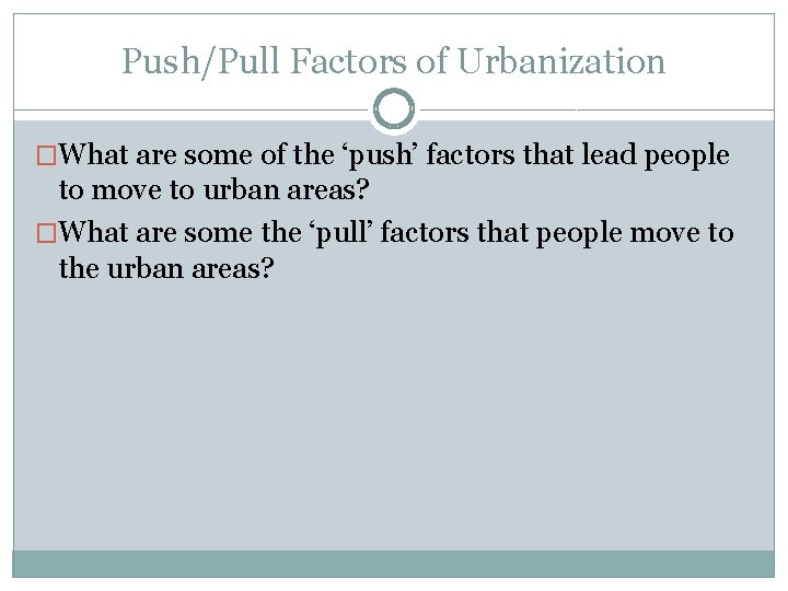 The Urban Transition CHAPTER 16 SECTION 3 Defining