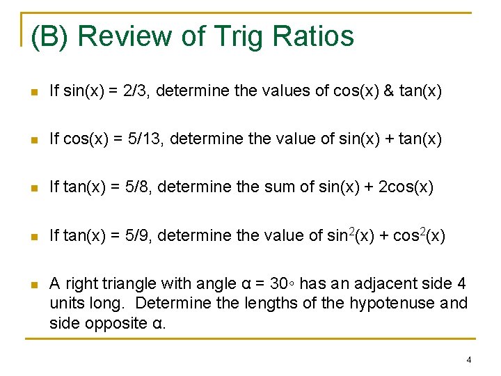Lesson 32 Review of Right Triangle Trigonometry IB