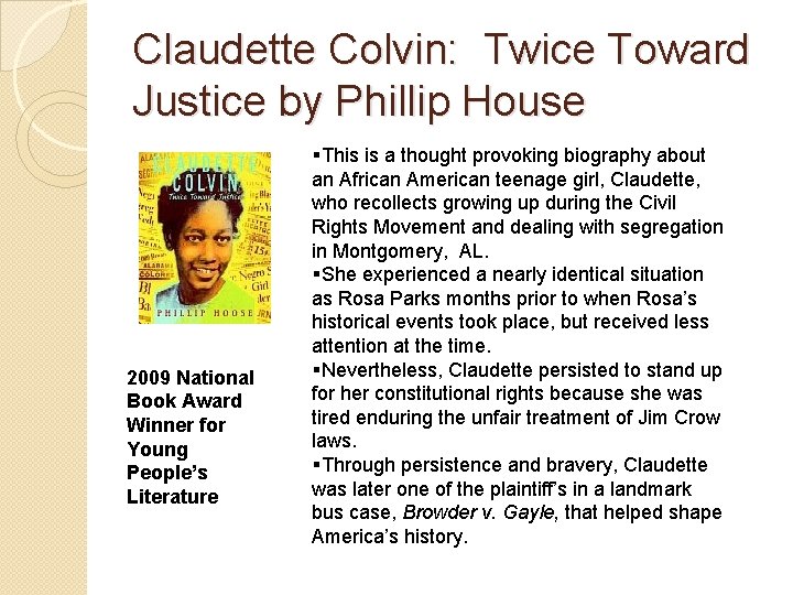 National Book Award for Young Peoples Literature Holly