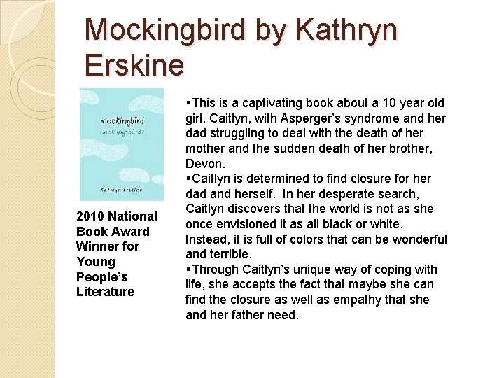 National Book Award for Young Peoples Literature Holly