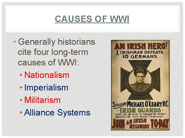 CHAPTER 11 SECTION 1 WORLD WAR I BEGINS