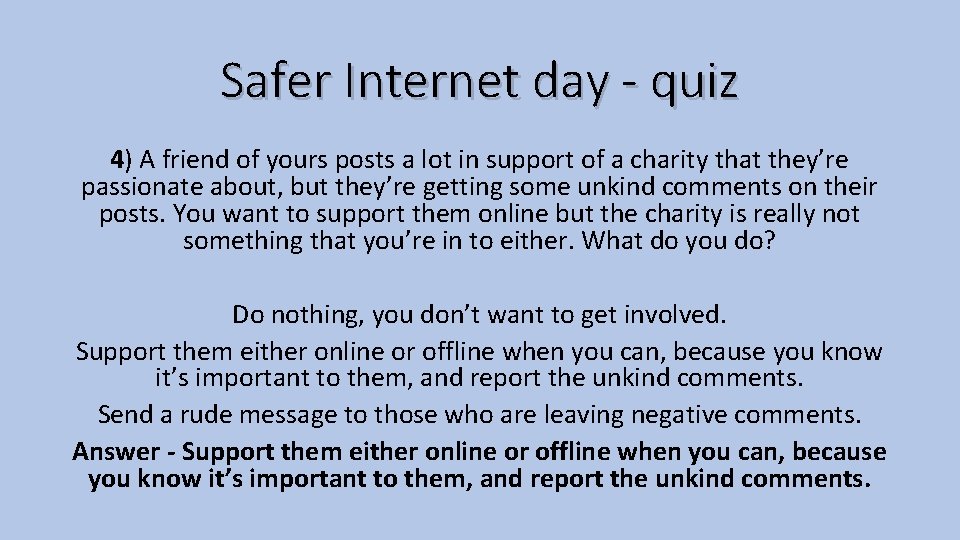 th Friday 12 February Safer Internet assembly Starter