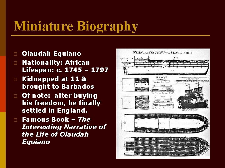 Olaudah Equiano AP Lang Lecture SMIC Miniature Biography