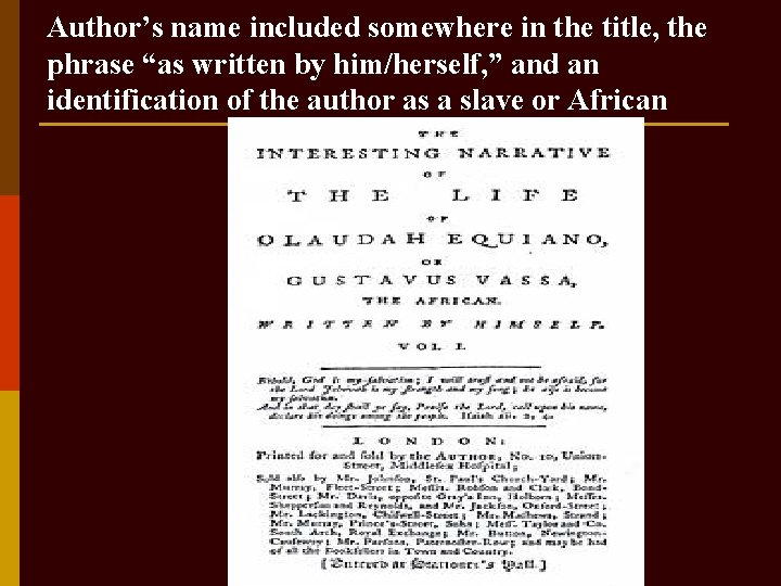 Olaudah Equiano AP Lang Lecture SMIC Miniature Biography