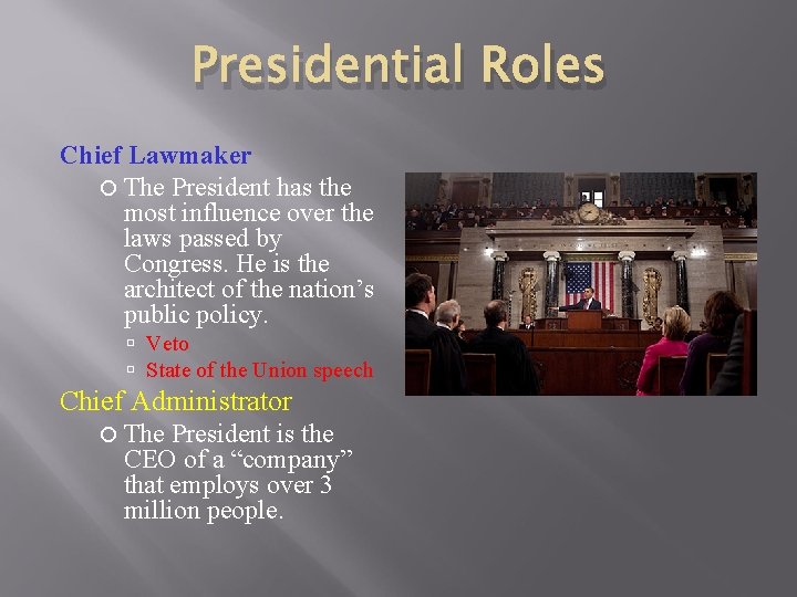 WHAT DOES THE PRESIDENT DO Open your book