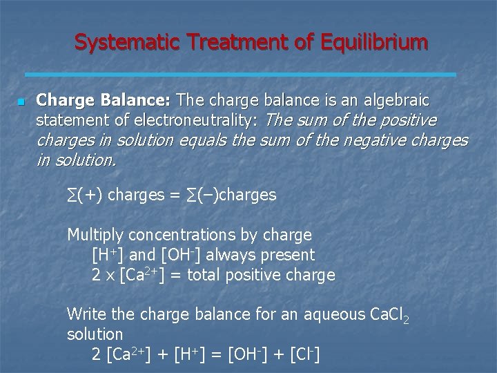 Quantitative Chemical Analysis Chapter 11 Solving Equilibrium Problems