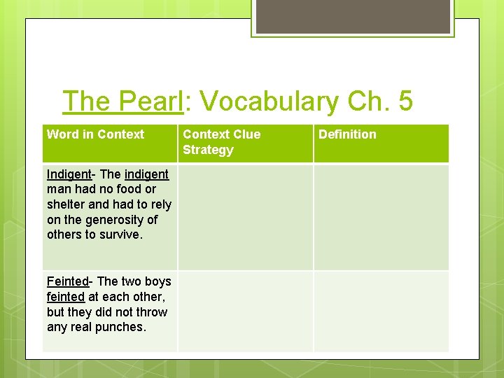 The Pearl Chapter 5 Vocabulary in Context Context