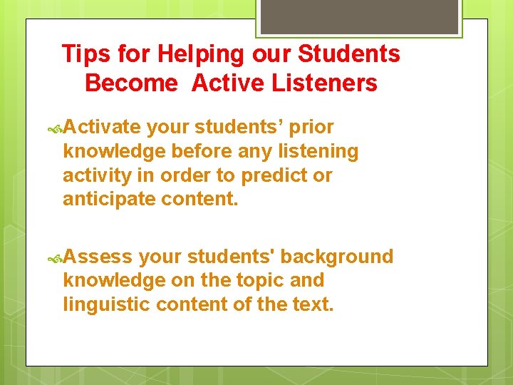 Developing assessing listening skills in a competencybased curriculum