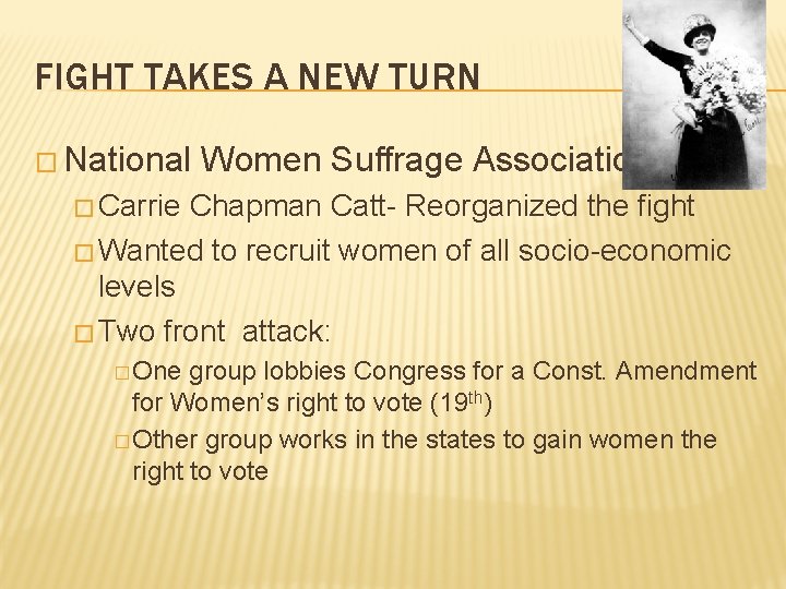A Progressive Movement WOMENS SUFFRAGE BACKGROUND Women had