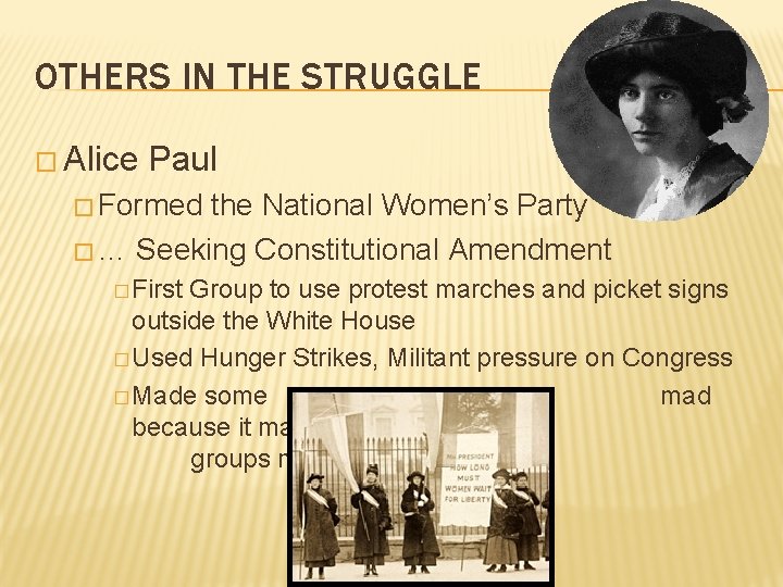 A Progressive Movement WOMENS SUFFRAGE BACKGROUND Women had