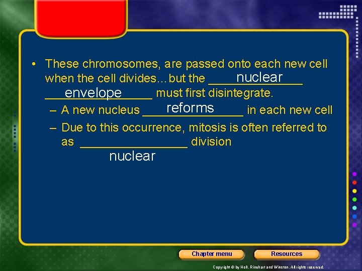 Chapter 6 Section 2 The Cell Cycle Objectives