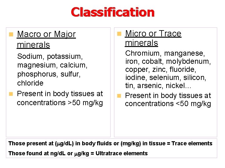 Minerals Minerals in human body More than 25
