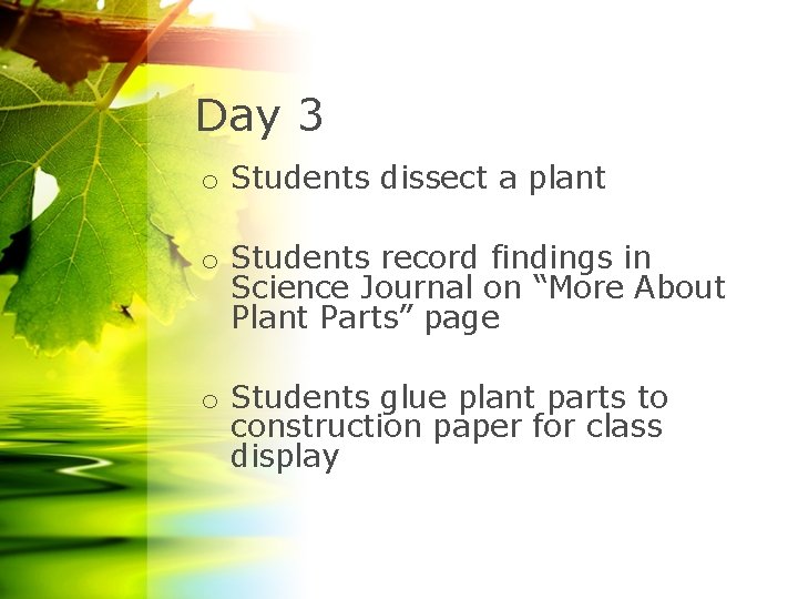 Mrs Alba Grade 3 Plant Unit Lesson Goal