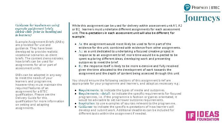 Example assignment brief for assessment unit A 1
