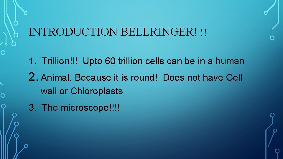 CELL THEORY AND CELL SCIENTISTS INTRODUCTION BELLRINGER 1