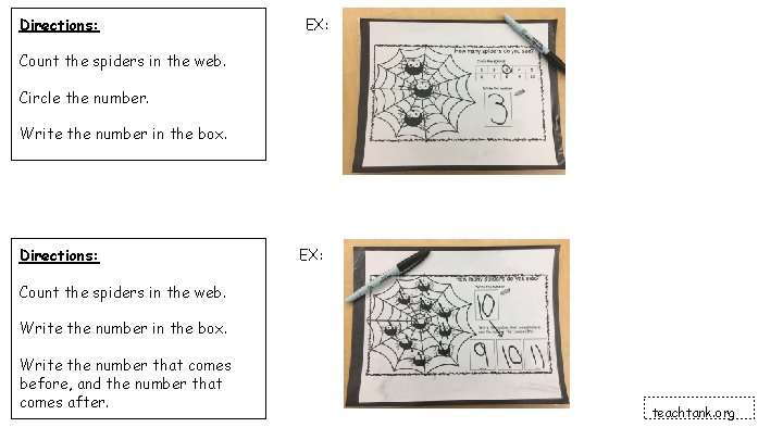 Spider Web Counting Kindergarten Math Center Directions I