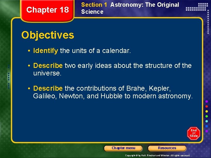 Chapter 18 Studying Space Table of Contents Section