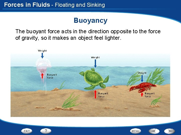 Forces in Fluids Table of Contents Pressure Floating