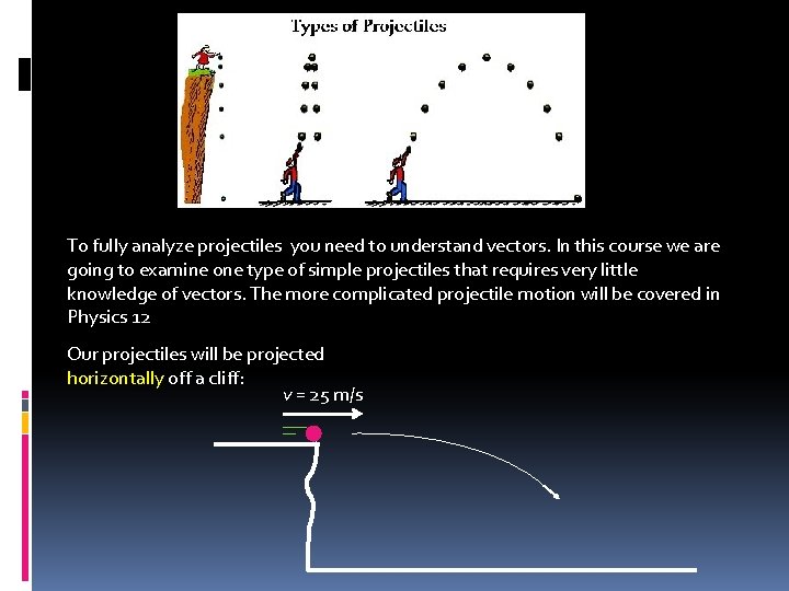 PROJECTILE MOTION Projectile an object that is projected