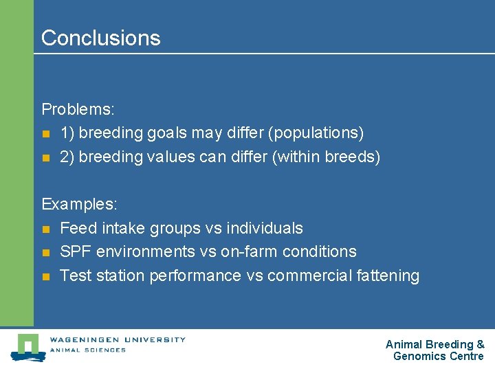 Chapter 8 Breeding Programs Animal Breeding Genomics Centre