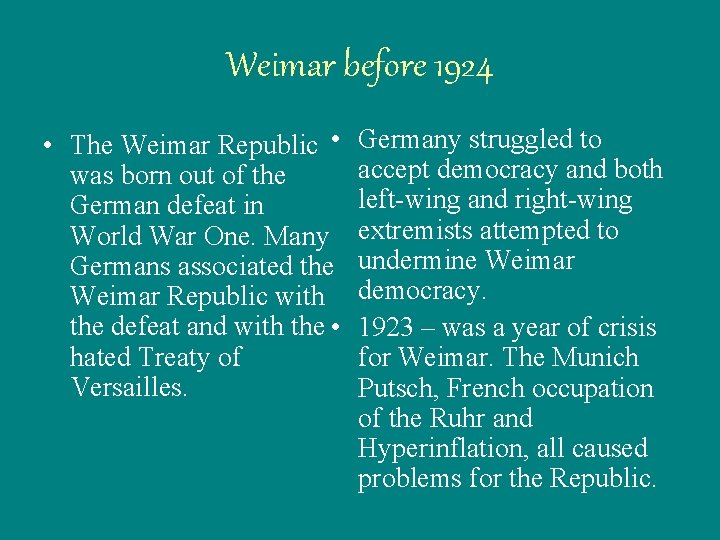 The Weimar Republic 1924 1929 a summary The
