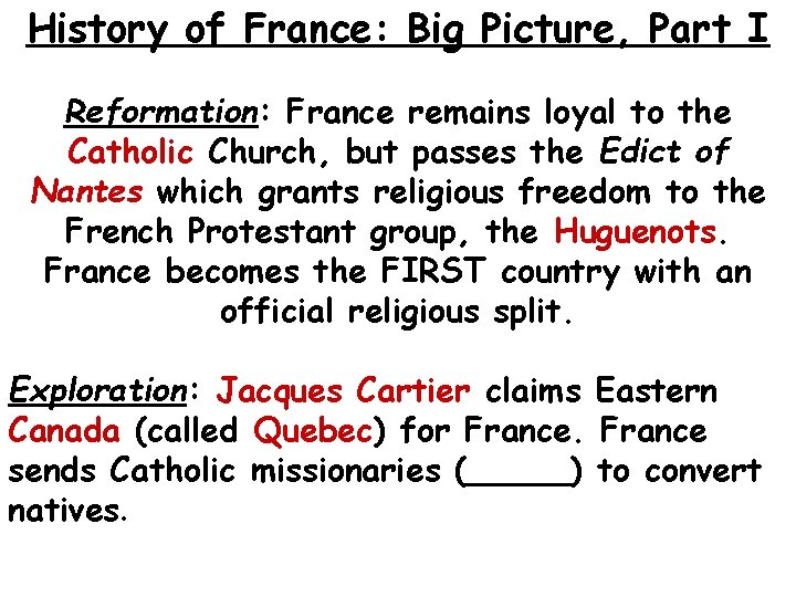 History of France Big Picture Part I Reformation