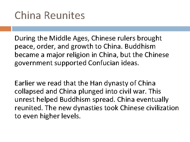 Bellringer 34 Chapter 12 China in the Middle