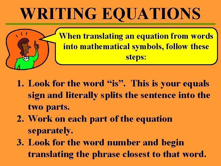 ALGEBRA I Unit 1 Section 2 Translating Words