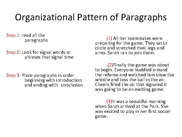 Learning Objective Know the organizational pattern of an
