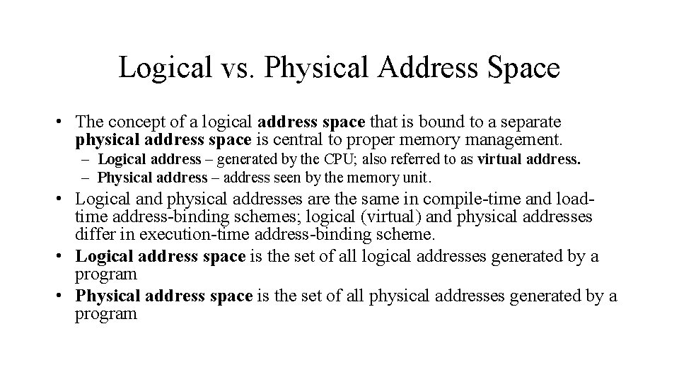 Cosc 4740 Chapter 9 Main Memory Background Program