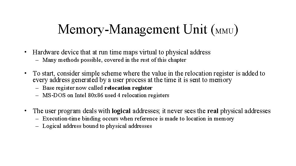 Cosc 4740 Chapter 9 Main Memory Background Program
