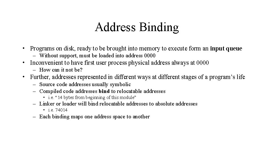 Cosc 4740 Chapter 9 Main Memory Background Program