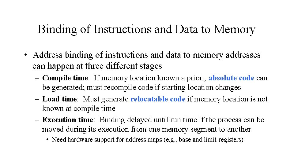 Cosc 4740 Chapter 9 Main Memory Background Program