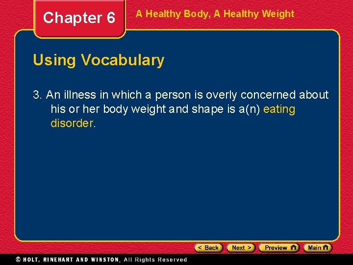 A Healthy Body A Healthy Weight Chapter 6