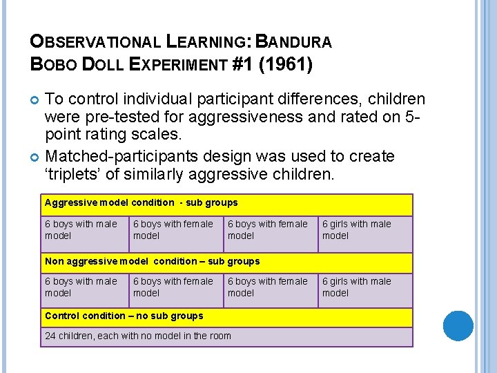 OBSERVATIONAL LEARNING Year 12 Psychology Unit 4 Area