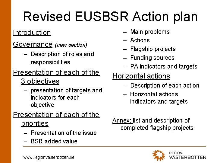 Multilevel governance in www regionvasterbotten se Revised EUSBSR