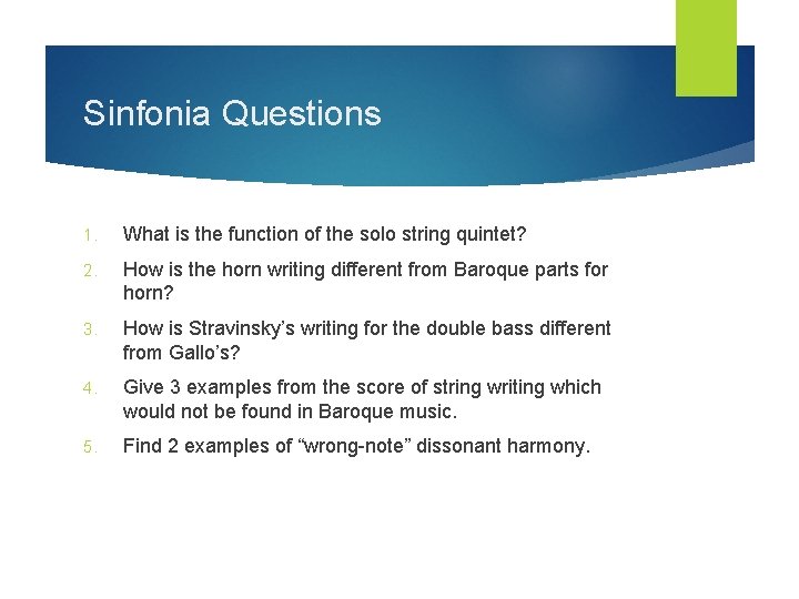 Pulcinella Suite 2 STRAVINSKY Learning Objectives To analyse