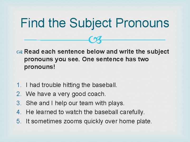 Subject Pronouns Lesson 1 Definition A subject pronoun