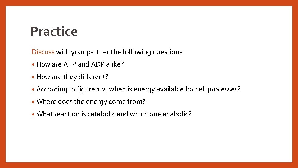 CELL AND ENERGY METABOLISM 101 Objective Describe how