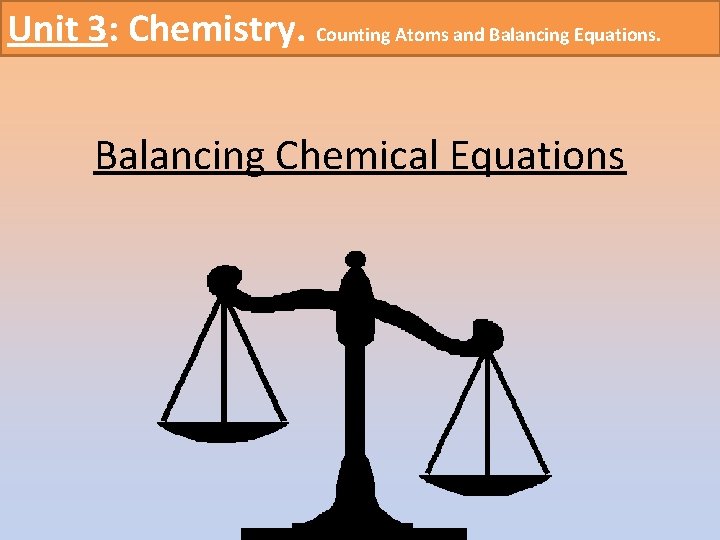 Unit 3 Chemistry Counting Atoms and Balancing Equations